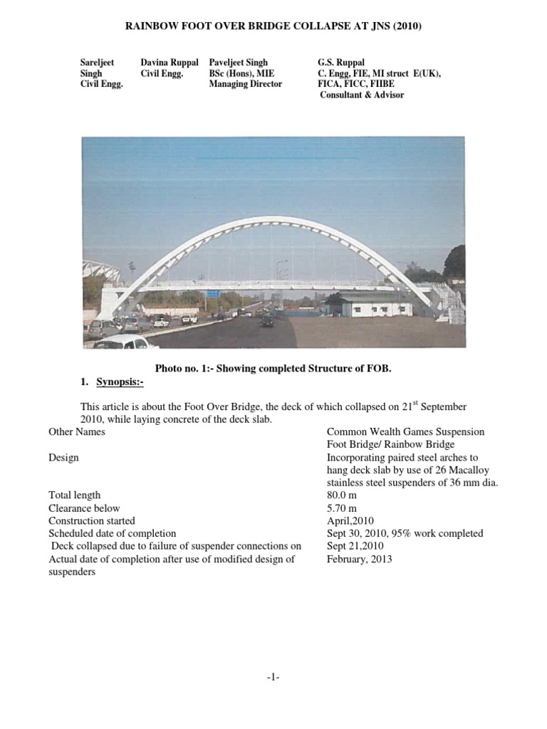 Article For Foot Over Bridge - Collapse Reasons | PDF | Bending | Bridge