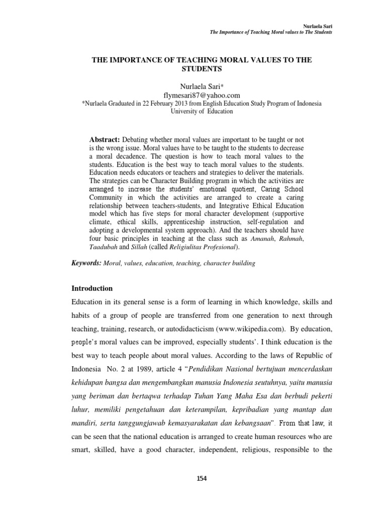 Importance of Teaching Moral Values | PDF | Value (Ethics) | Morality