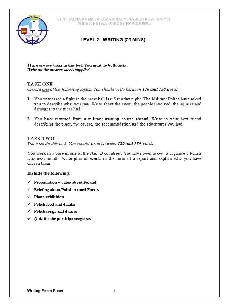 Level 2 Writing Exam Paper | PDF | Violence