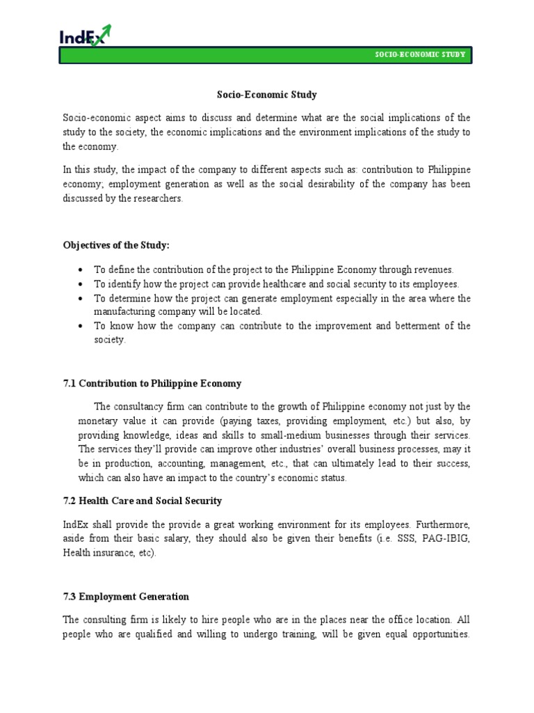 Socio Economic Study | PDF | Economy Of The Philippines | Employment