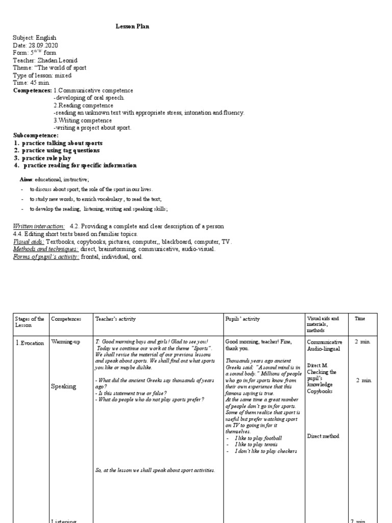Lesson Plan: Aims: Educational, Instructive | PDF | Semiotics | Human ...
