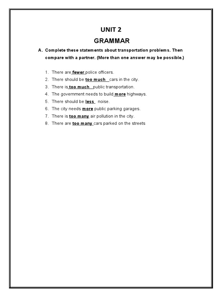 Unit 2 - Grammar - Exercise 3 | PDF