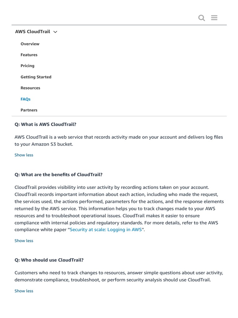 CloudTrail FAQs | PDF | Amazon Web Services | Command Line Interface