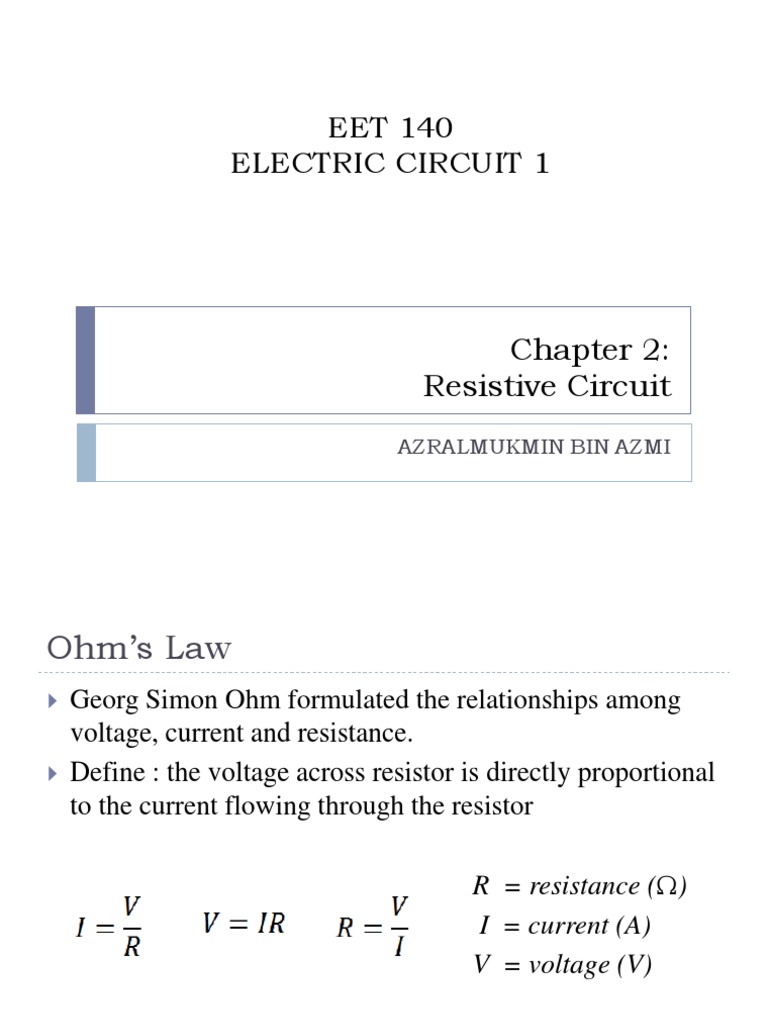 Chapter 2:resistive Circuit | PDF | Series And Parallel Circuits | Electrical Network