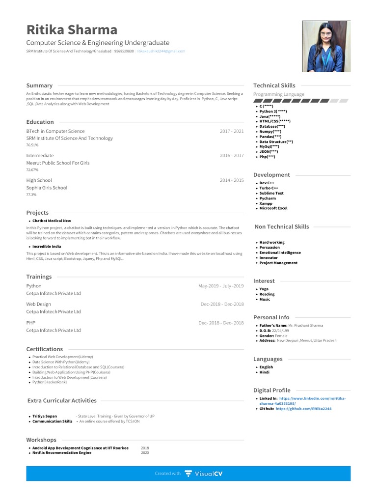 Ritika Sharma: Computer Science & Engineering Undergraduate | PDF | Web Development | Php