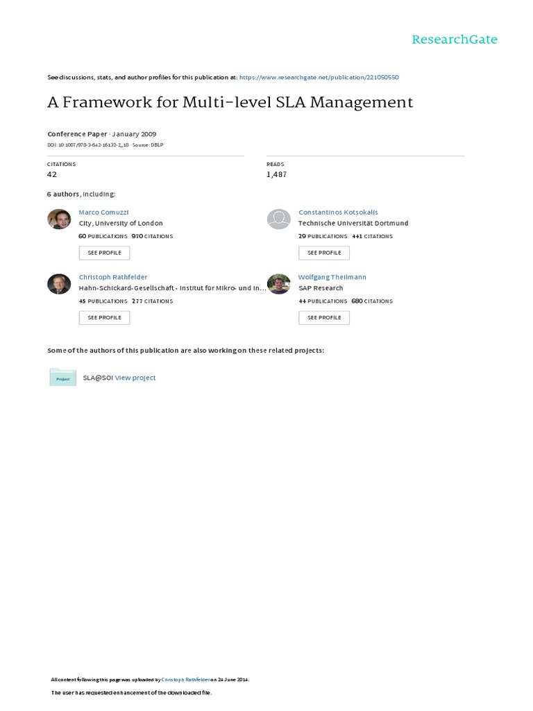 A Framework For Multi-Level SLA Management PDF | PDF