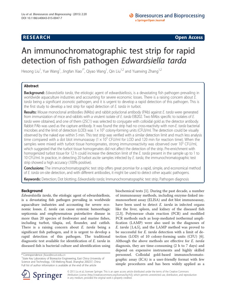 An Immunochromatographic Test Strip For Rapid Detection of Fish ...
