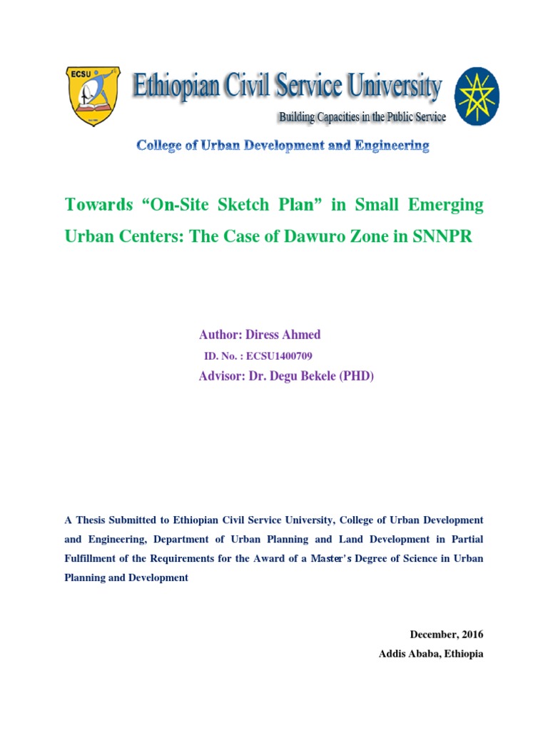 Towards "On "On Site Sketch Plan" in Small Urban Centers: The Case of ...