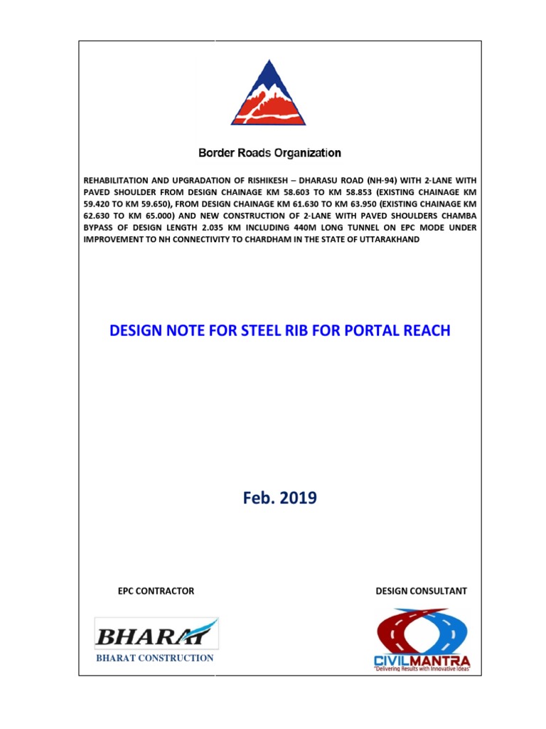 Design of Steel Ribs for Portal Reach of Chamba Tunnel on NH-94 in ...