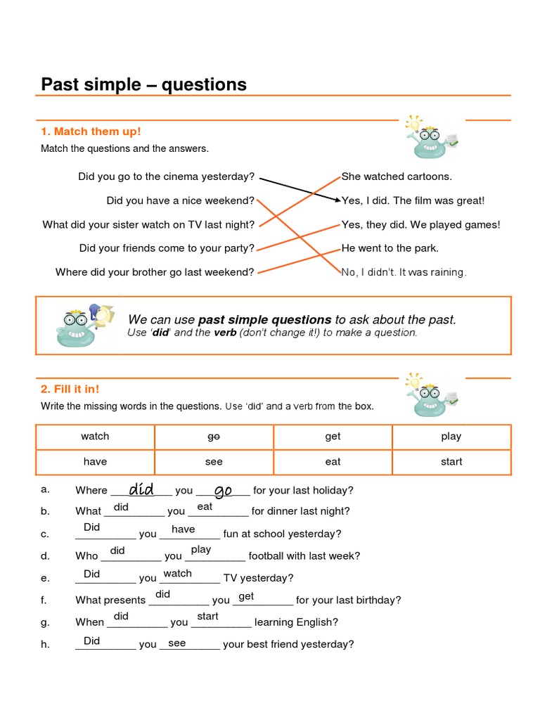 Grammar Games Past Simple Questions Worksheet | PDF