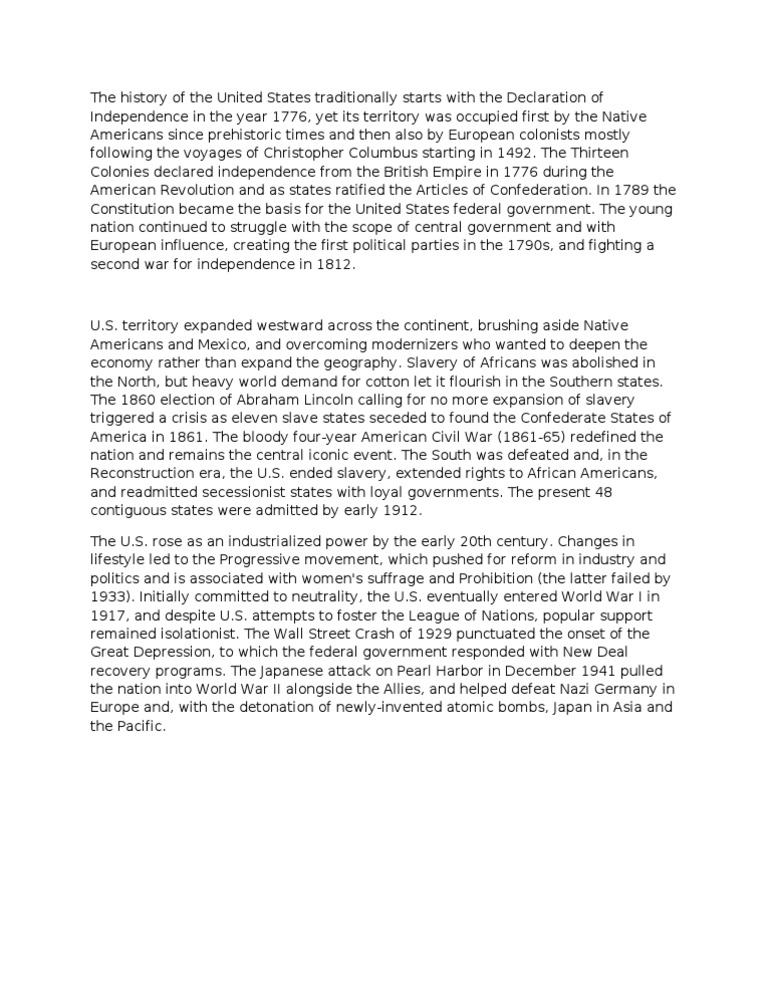American History | PDF | History Of The United States | The United States