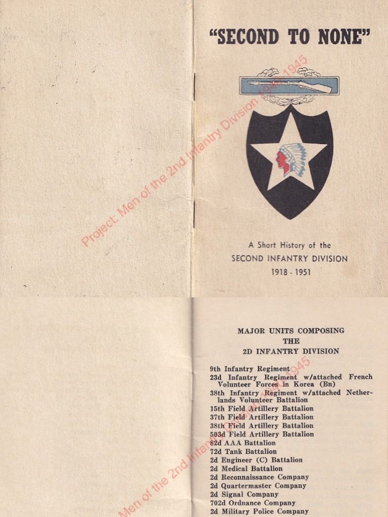 "SECOND TO NONE" - A Short History of The Second Infantry Division 1918 ...