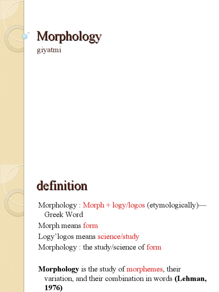 Understanding Morphology in Linguistics | PDF | Morphology (Linguistics ...