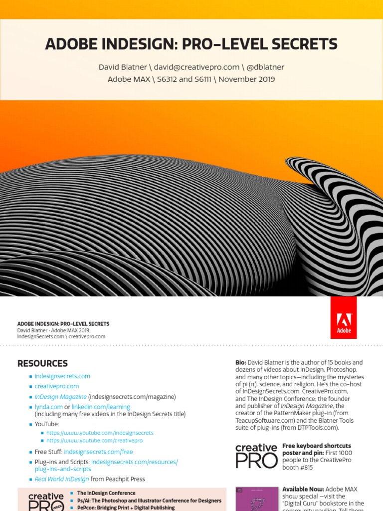 Adobe Indesign: Pro-Level Secrets: Adobe MAX / S6312 and S6111 ...