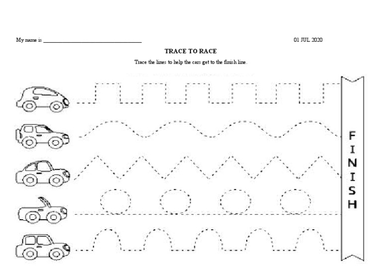 Trace to Race: Line Drawing Activity | PDF