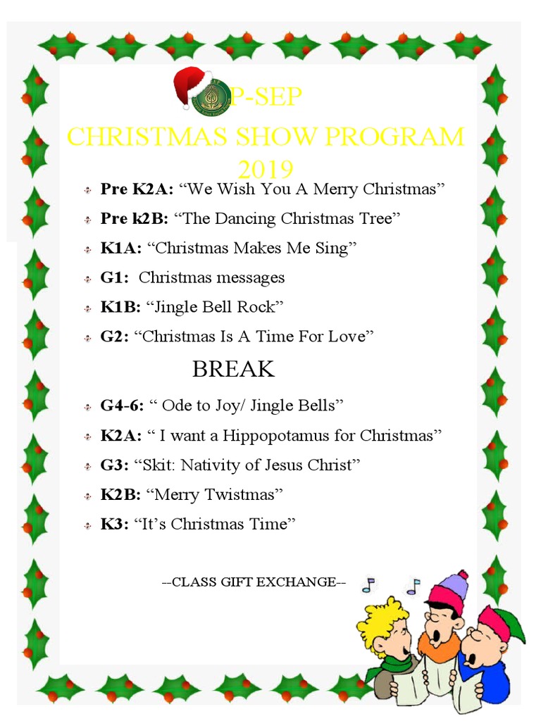 P-Sep Christmas Show Program 2019: Break | PDF