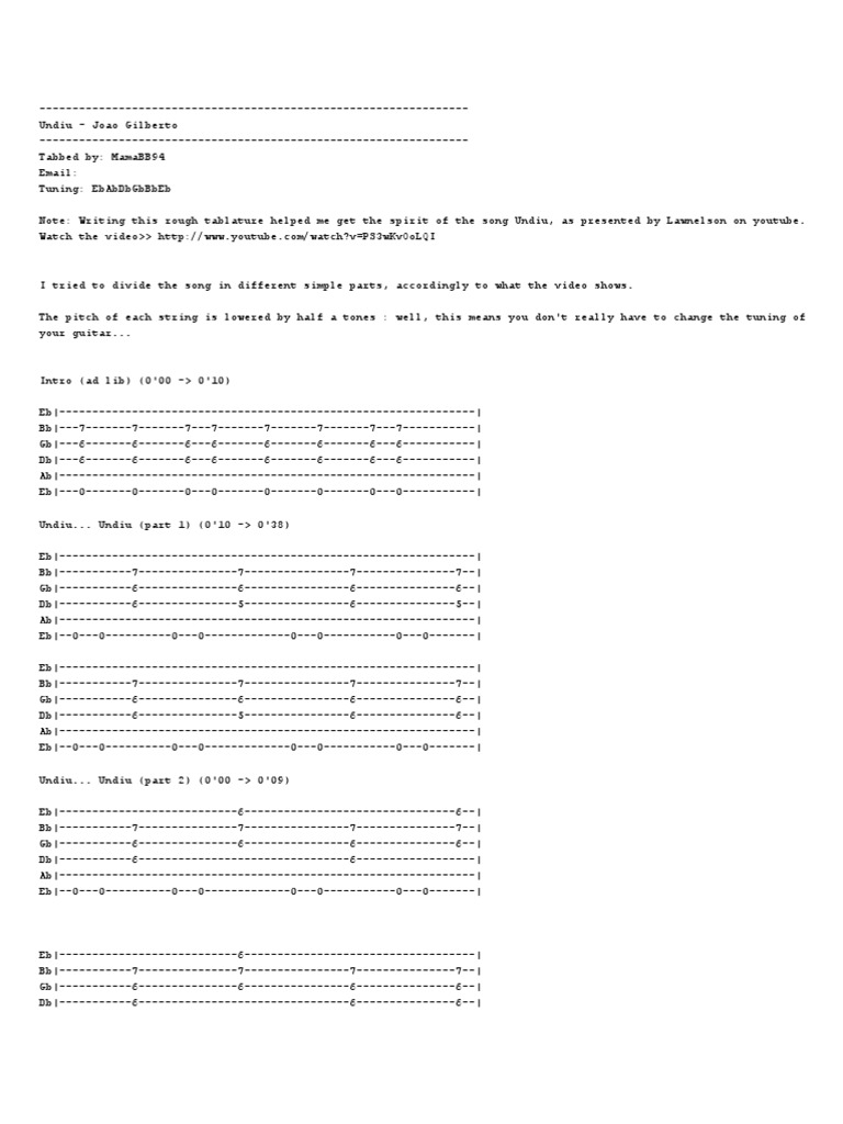 Undiu - Joao Gilberto | PDF | Chordophones | Celtic Musical Instruments
