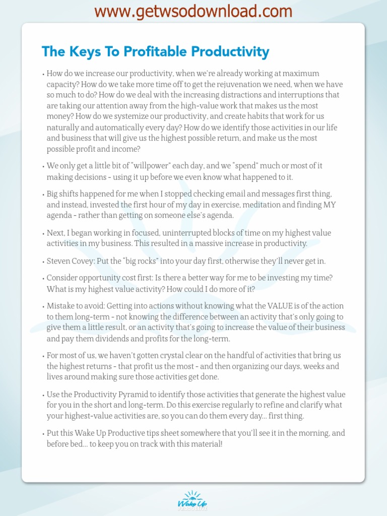 The Keys To Profitable Productivity | PDF | Investing | Economies