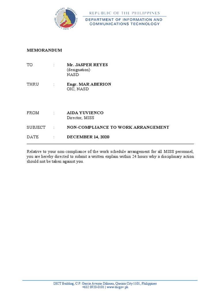 Memorandum: DICT Building, C.P. Garcia Avenue Diliman, Quezon City 1101 ...