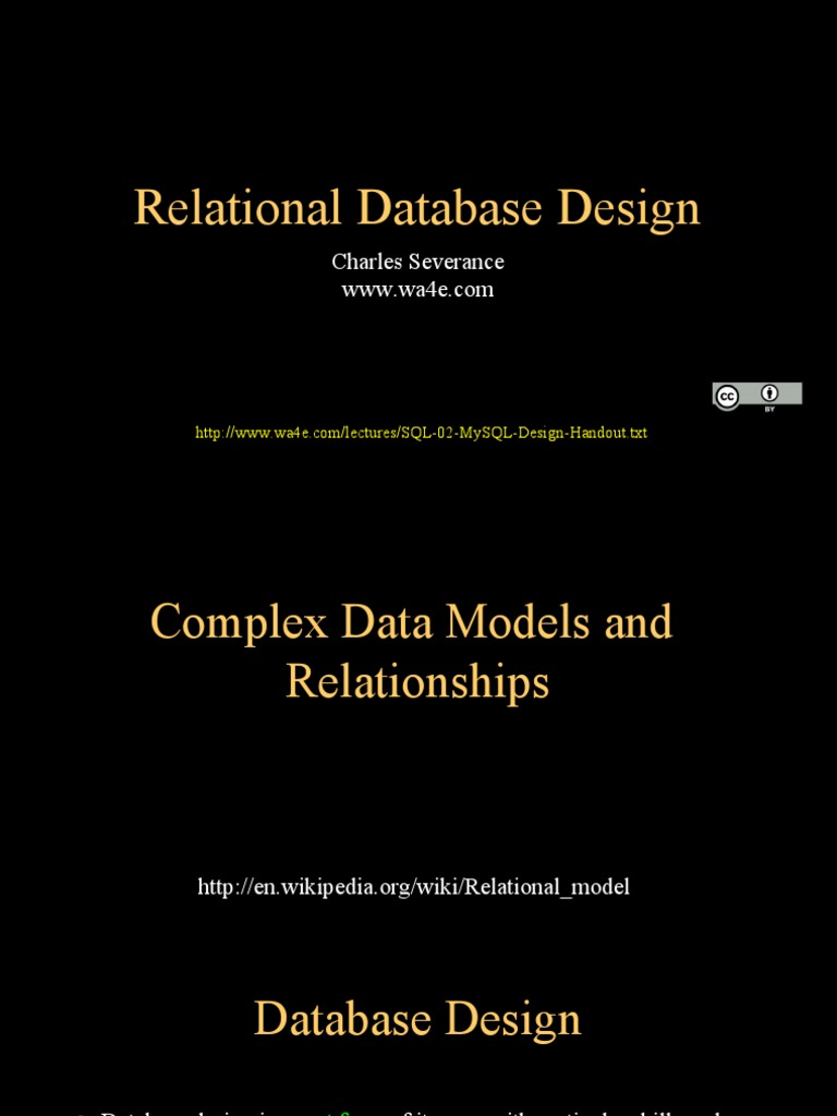 Relational Database Design: Charles Severance | PDF | Relational ...