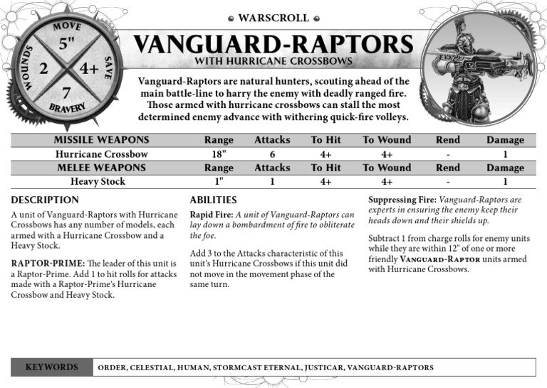 Aos Warscroll Vanguard Raptors With Hurricane Crossbows en | PDF ...