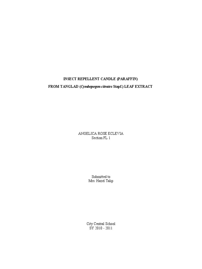 Insect Repellent Candle From Tanglad PDF | PDF