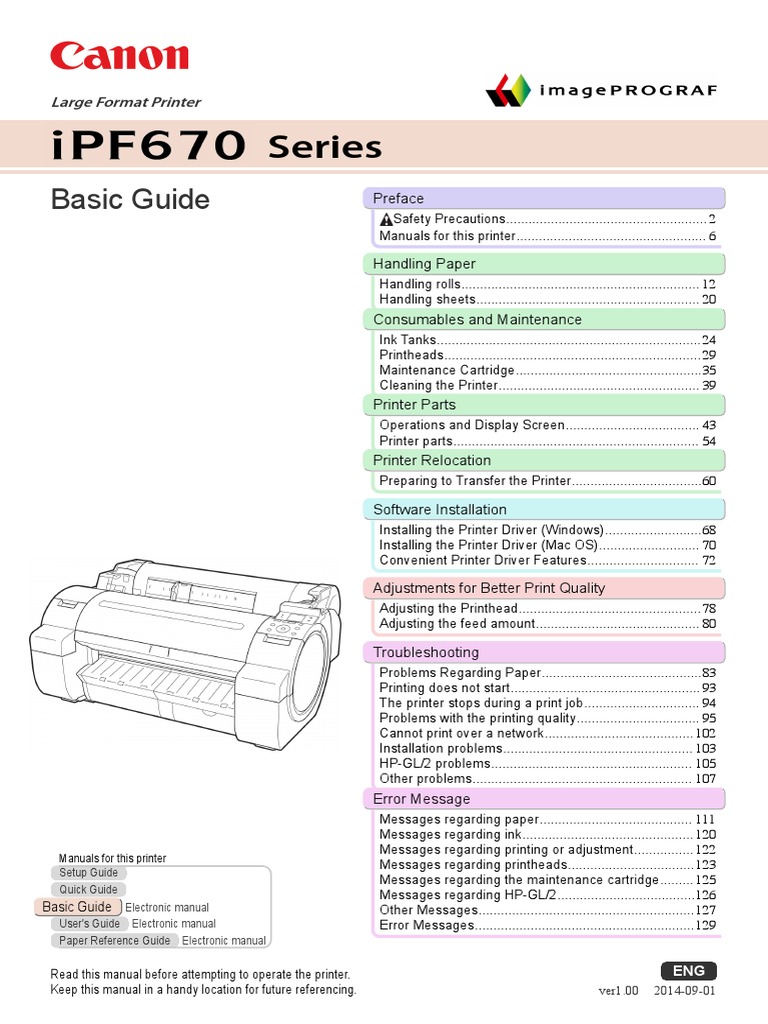 iPF670 BG Eng v100 PDF | PDF | Printer (Computing) | Electromagnetic Interference
