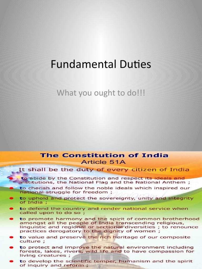 Fundamental Duties: What You Ought To Do!!! | PDF