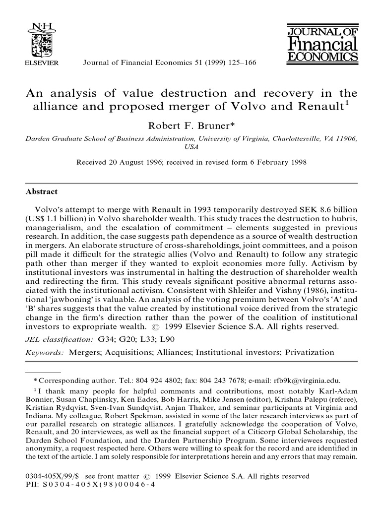 An Analysis of Value Destruction and Recovery in The Alliance and ...