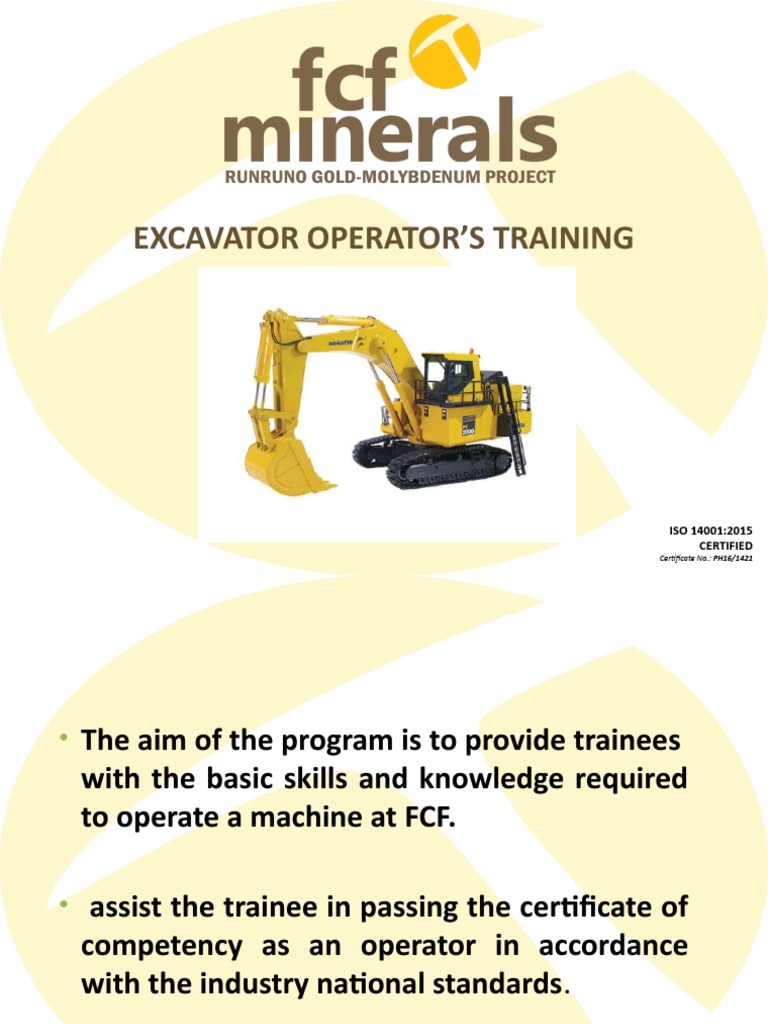 Excavator Operator'S Training: ISO 14001:2015 Certified | PDF ...