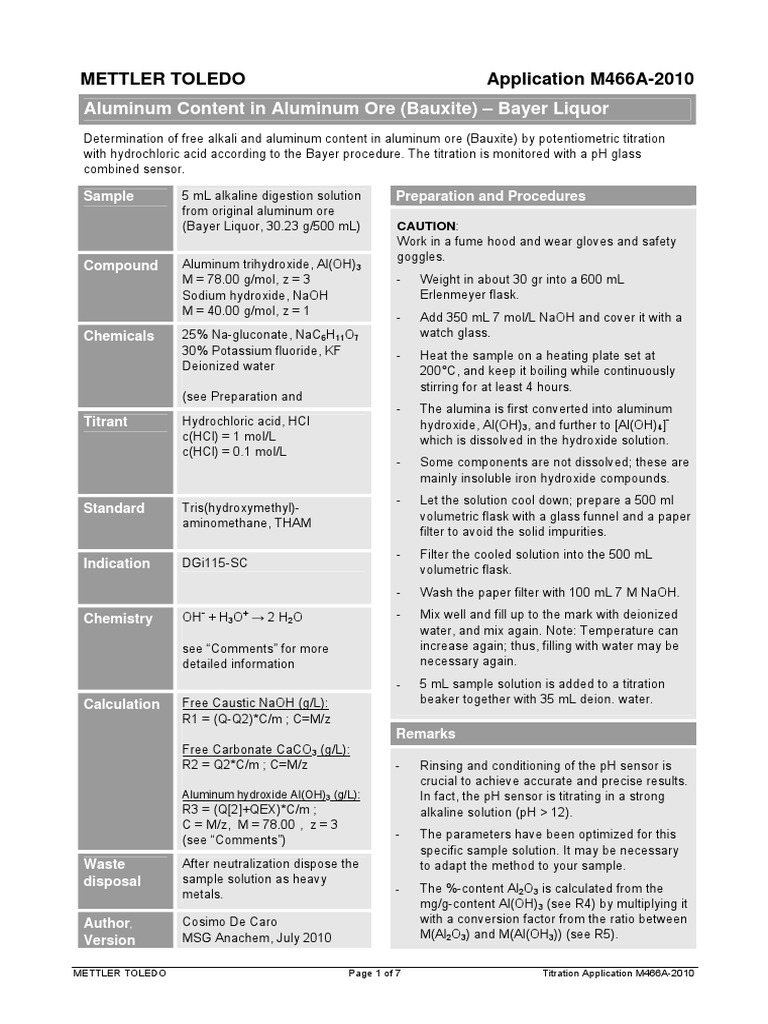 Aplicaciones Tituladores - Determinacion de Aluminio en Aluminio Ore ...