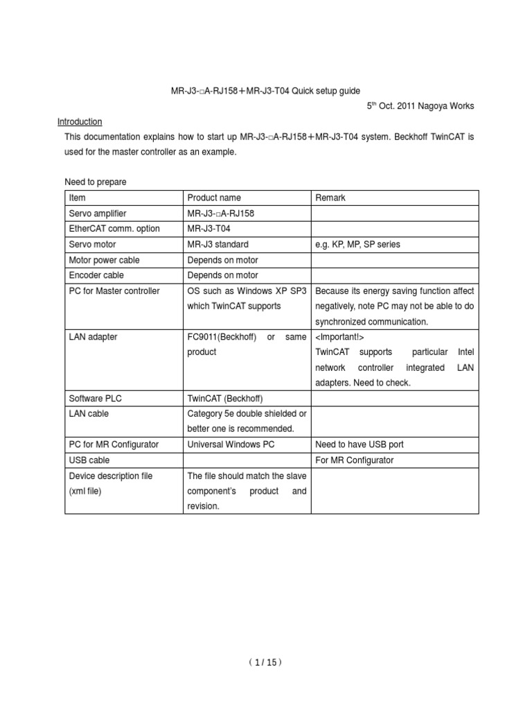 BECKHOFF InfoPLC Net MR J3 A RJ158 EtherCAT Setup Guide | PDF | Programmable Logic Controller ...
