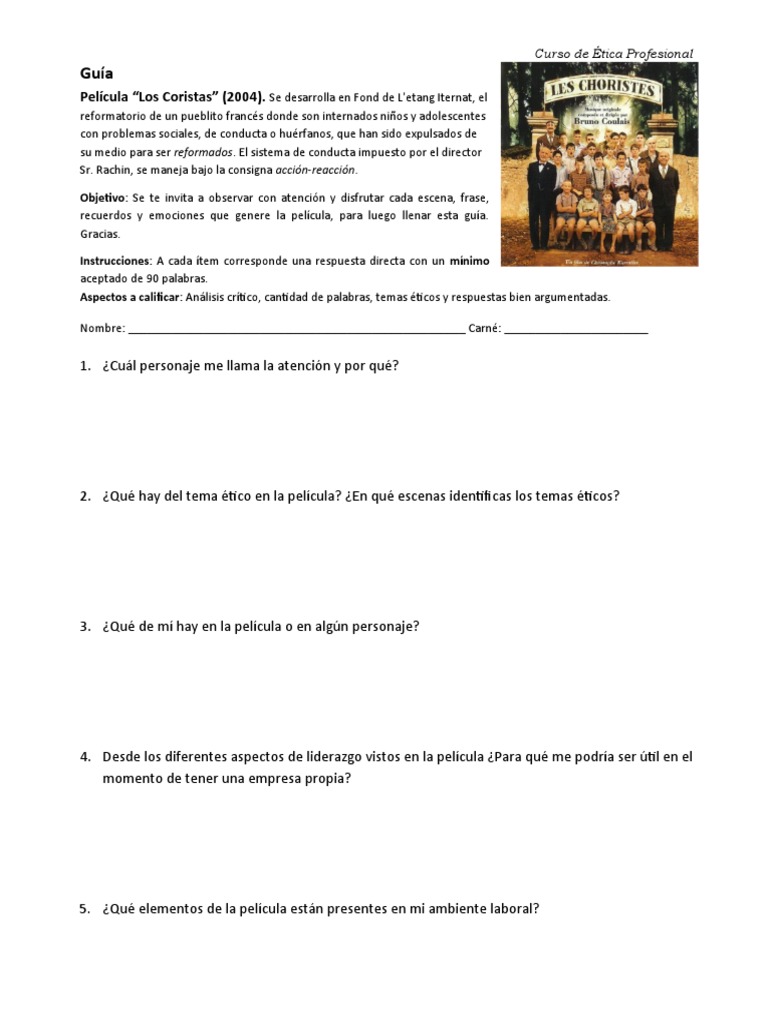 Guía Película Los Coristas | PDF