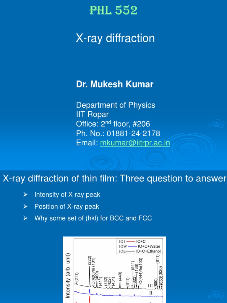 XRD Lecture | PDF | X Ray Crystallography | Diffraction