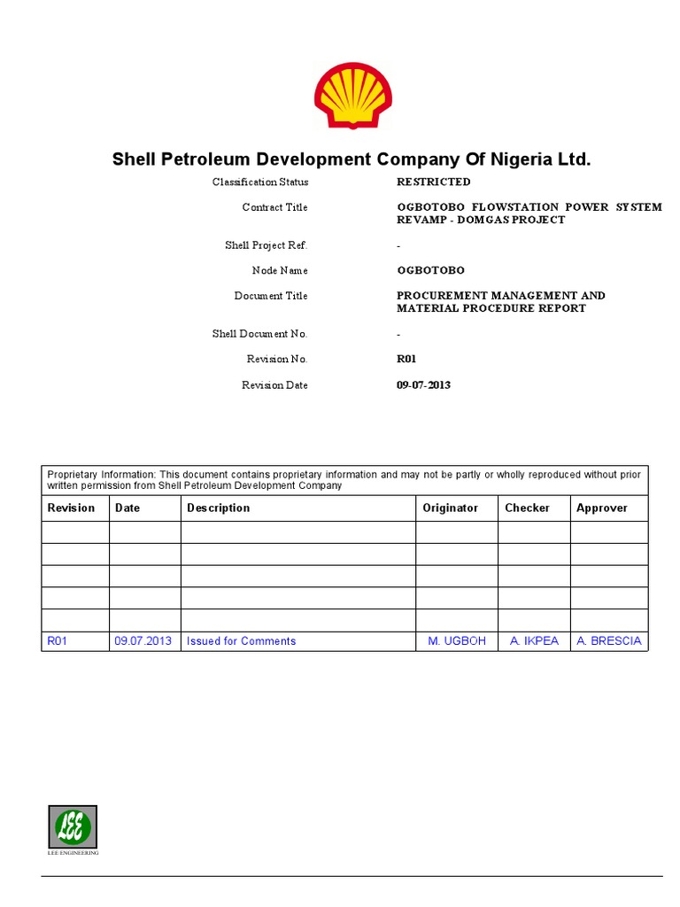 Procurement Management and Material Procedure Report OGBTOBO - RO1 ...