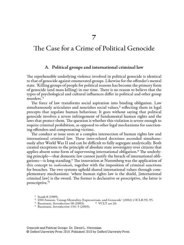 TH e Case For A Crime of Political Genocide | PDF | International Criminal Law | Genocides