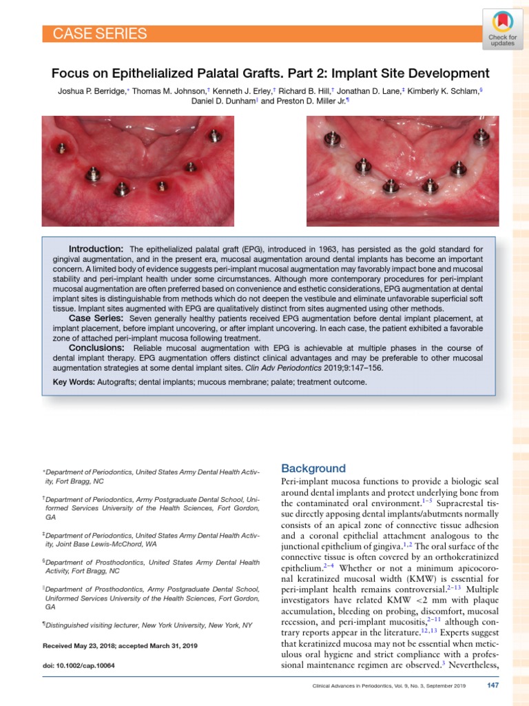 Case Series: Focus On Epithelialized Palatal Grafts. Part 2: Implant ...
