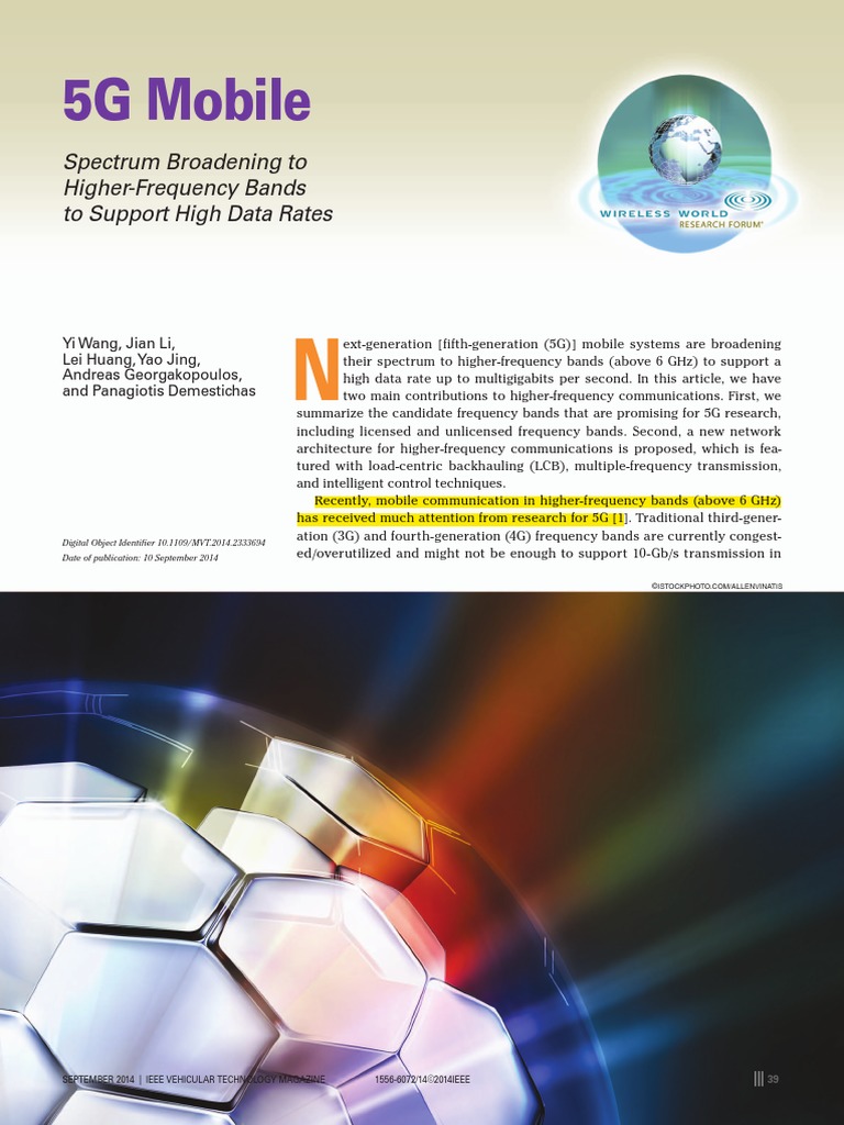 5G Mobile Spectrum Broadening To Higher Frequency Bands To Support High ...
