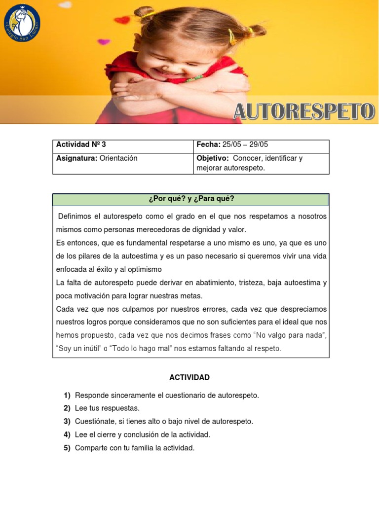 Actividad #3 5 - 8 Basico (Autorespeto) | Descargar gratis PDF ...