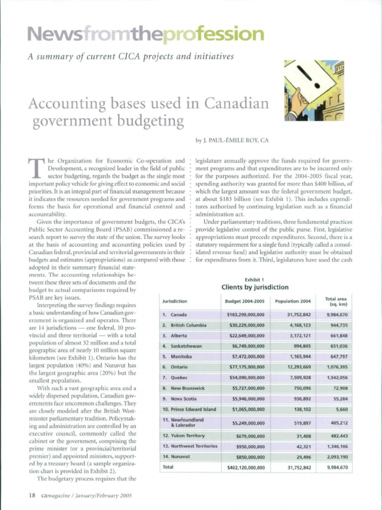 News The: Accounting Bases Used in Canadian Government Budgeting | PDF ...