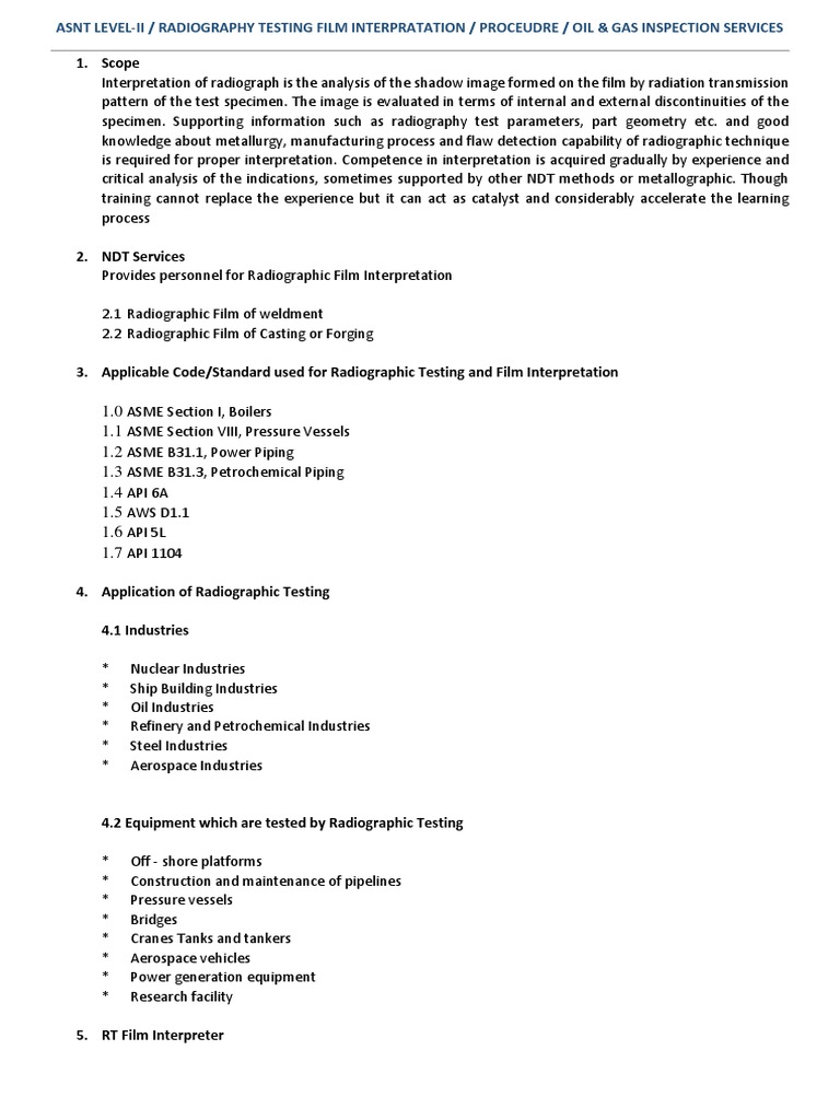 Rtfi Film Interpretation Procedure | Download Free PDF | Nondestructive ...