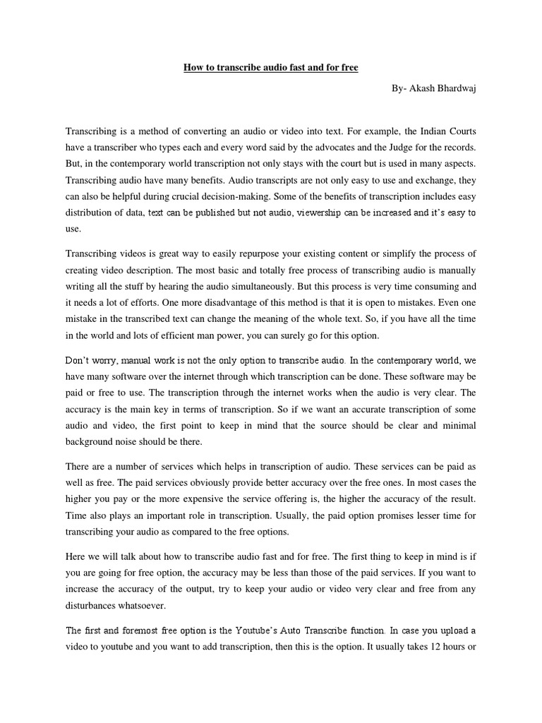 How To Transcribe Audio Fast and For Free | PDF | Communication | Computing