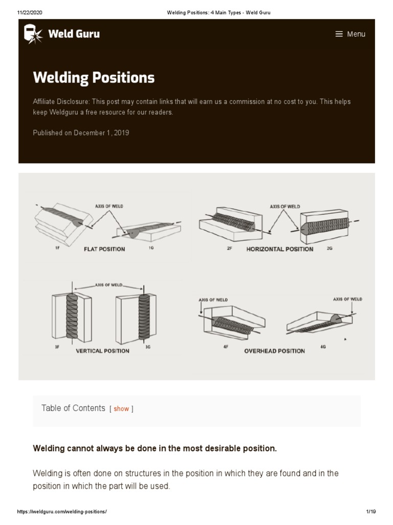 Welding Positions - 4 Main Types - Weld Guru | PDF | Welding | Construction