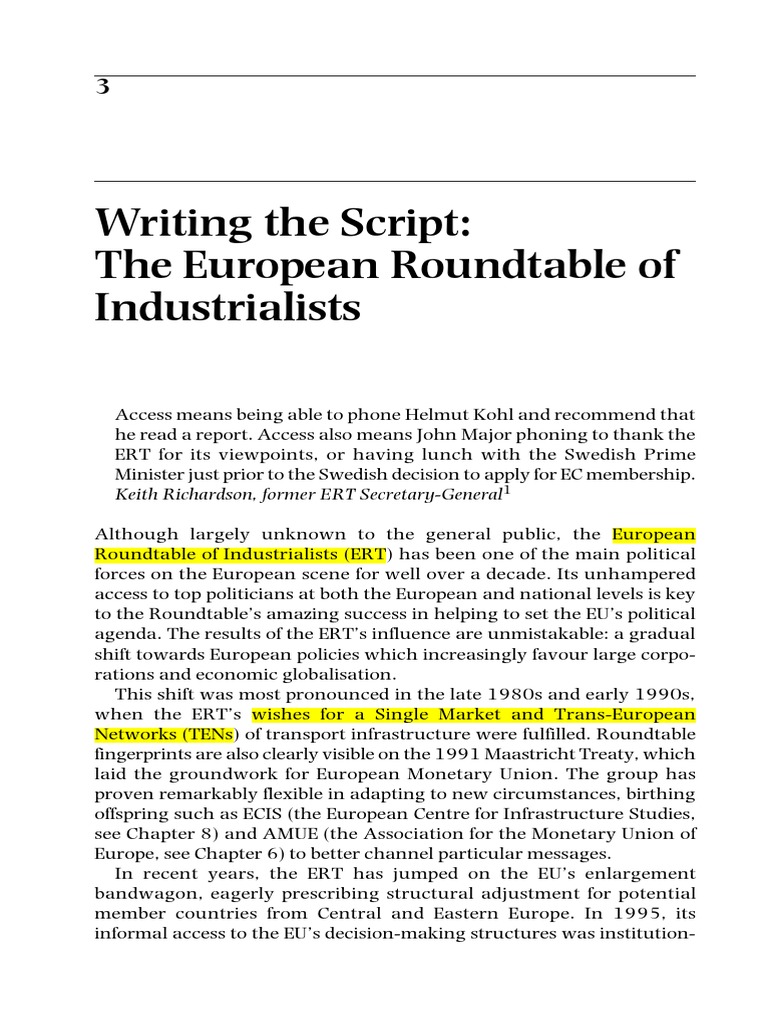 European Round Table PDF | PDF | Economic And Monetary Union Of The ...