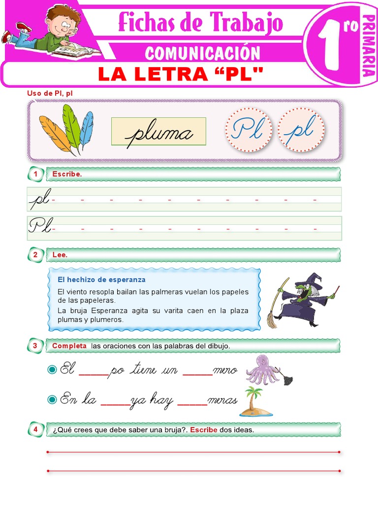 Actividades de Lectura con "Pl" para 1er Grado | PDF
