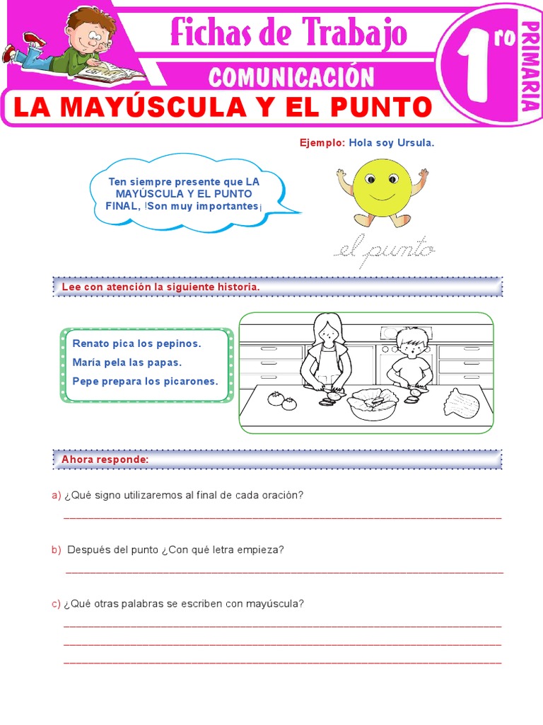 La Mayúscula y El Punto para Primer Grado de Primaria PDF | PDF
