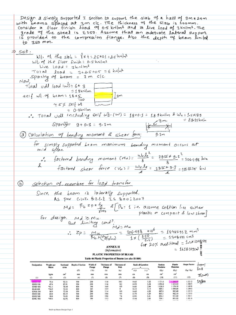 Built-Up Beam Design Page 1 | PDF