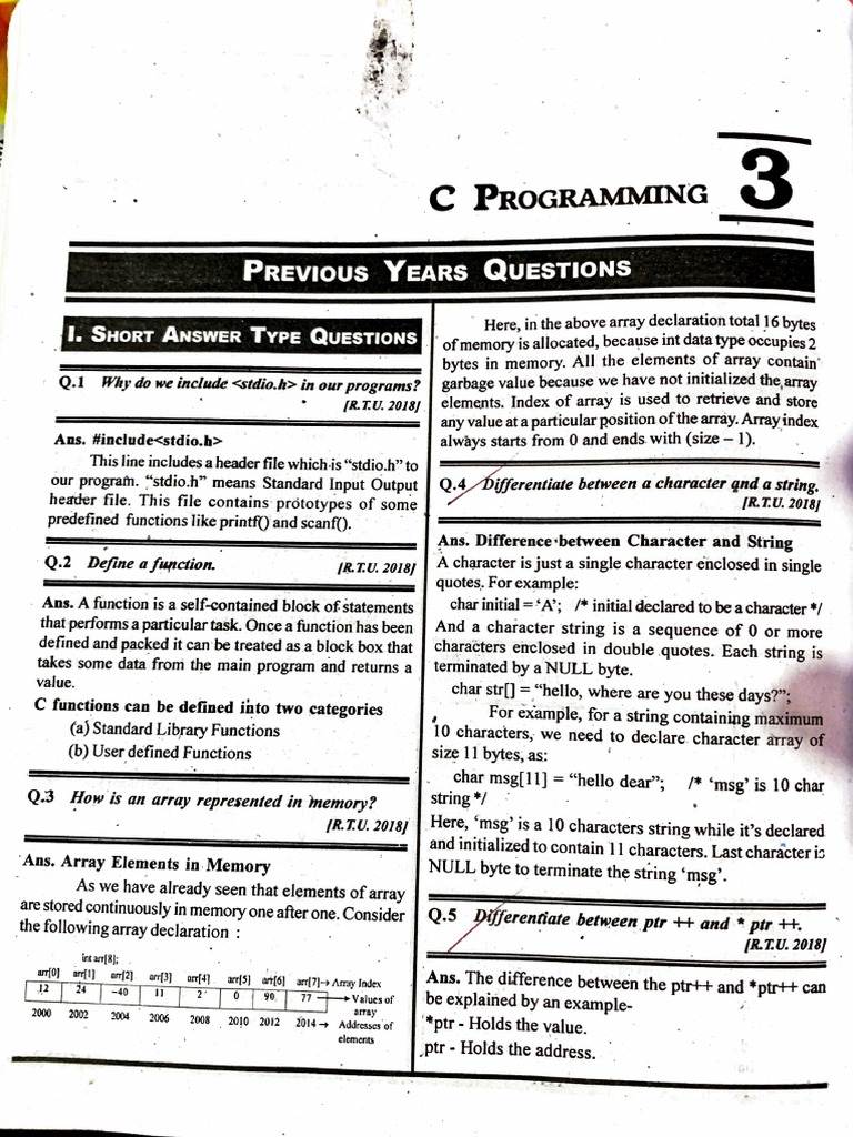 PPS SOLVED Previous Years Questions PDF | PDF | Pointer (Computer Programming) | Computer ...