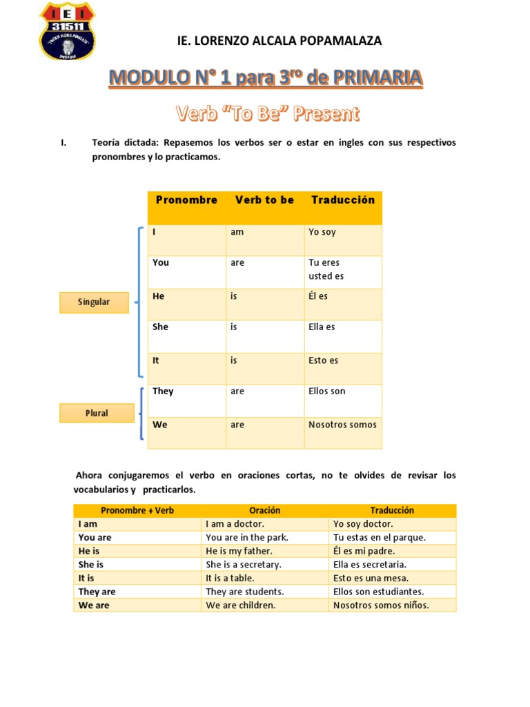 Modulo 1 Ingles 3ro de Primaria | PDF | Sintaxis | Gramática
