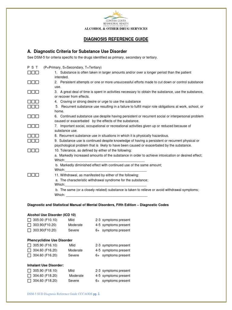 DSM-5 Diagnosis Reference Guide | PDF | Substance Use Disorder ...